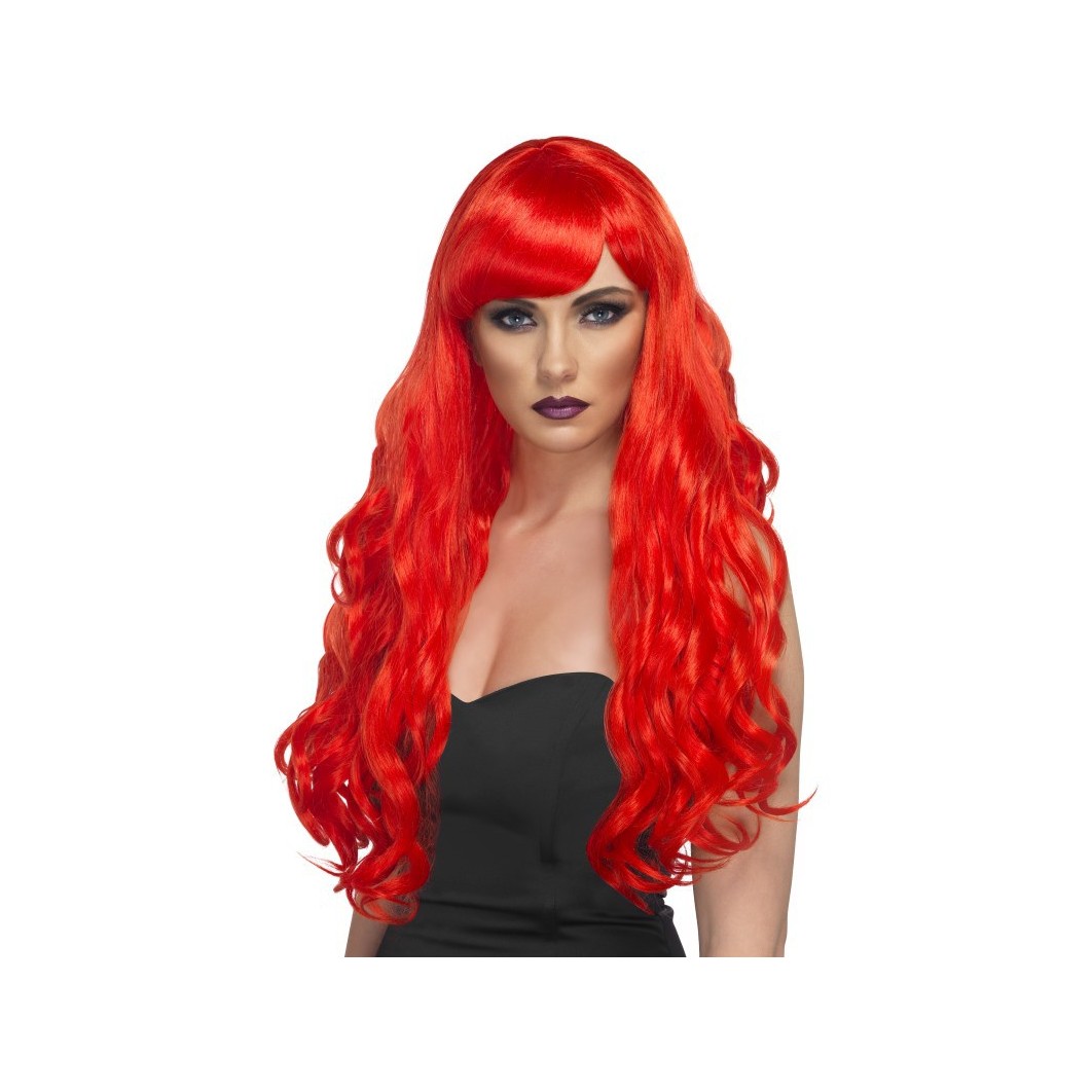 Desire Wig, Red, Long, Curly With Fringe